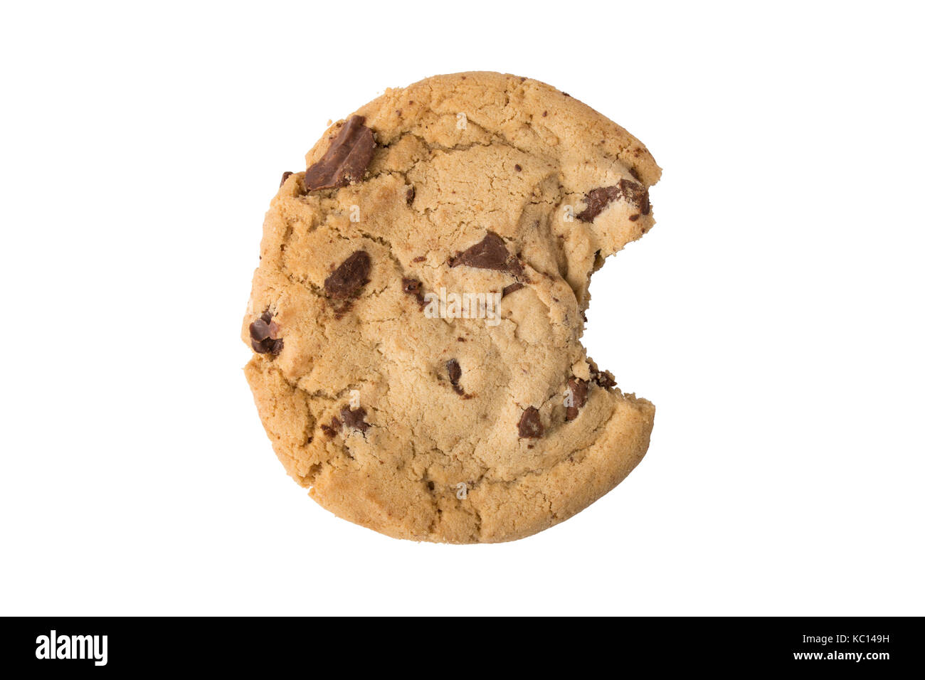 A chocolate chip cookie with a bite taken isolated on white Stock Photo ...