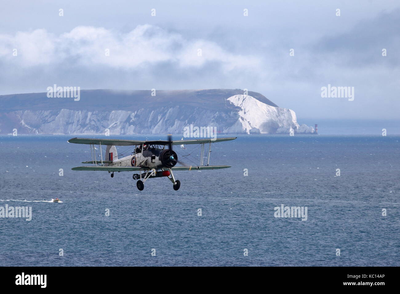 Fairey Aviation Swordfish torpedo bomber biplane approach at the 2013 ...