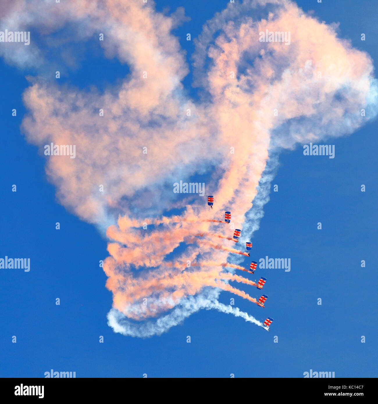 Royal Air Force Falcons Parachute Display team performing at the ...