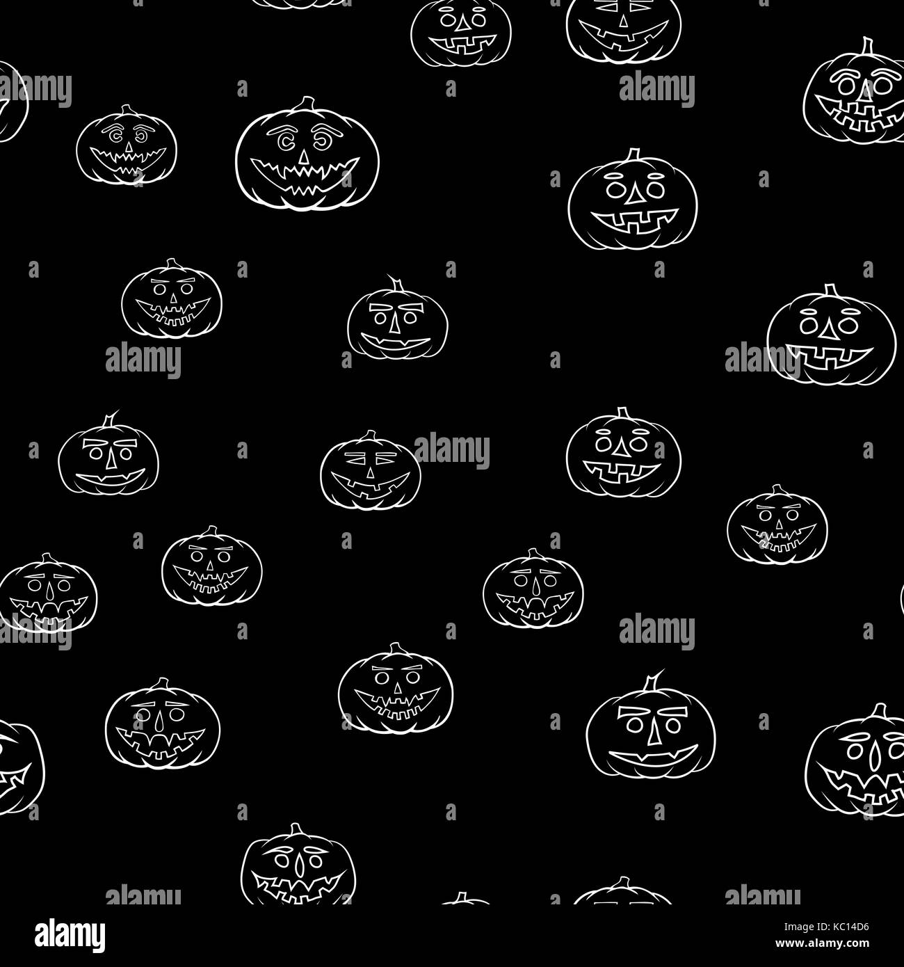 hand drawn jack-o-lantern seamless pattern - halloween background Stock ...