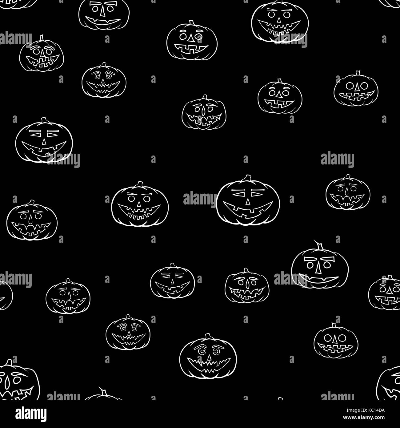 hand drawn jack-o-lantern seamless pattern - halloween background Stock ...