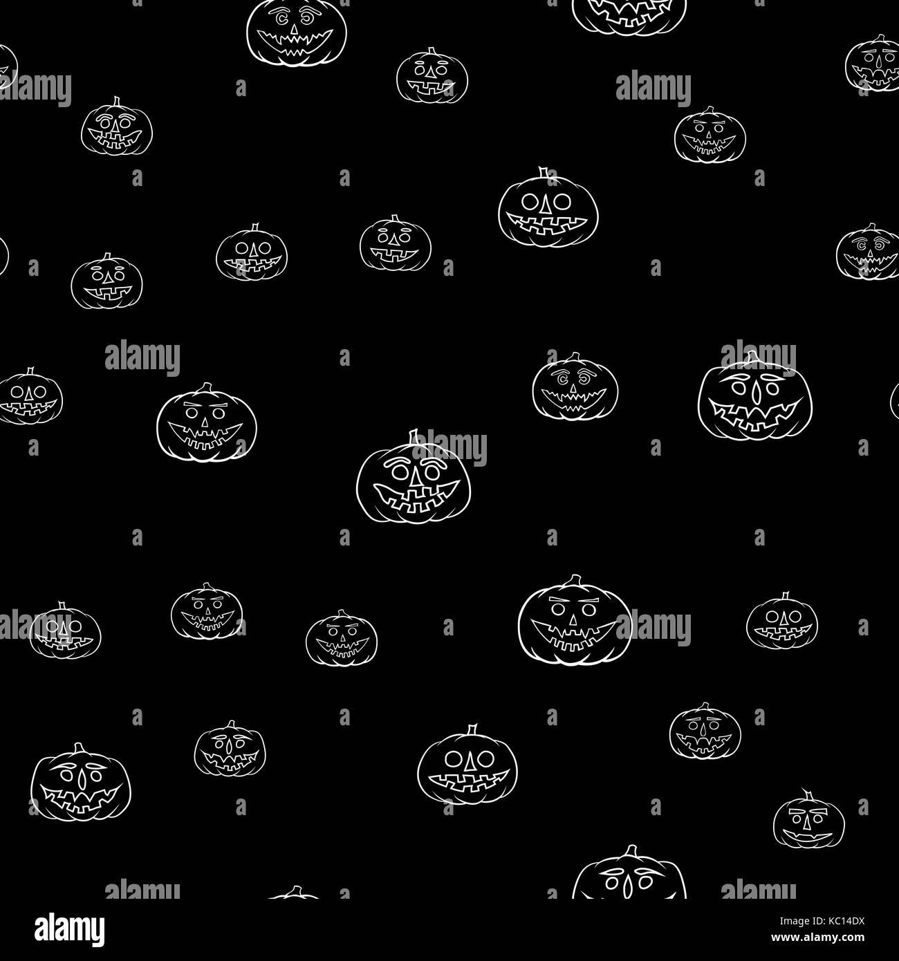 hand drawn jack-o-lantern seamless pattern - halloween background Stock ...
