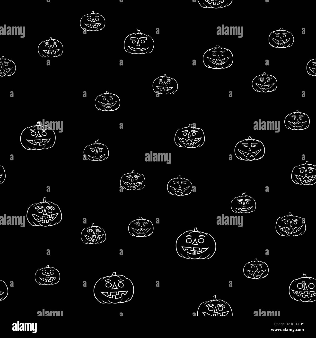 hand drawn jack-o-lantern seamless pattern - halloween background Stock ...