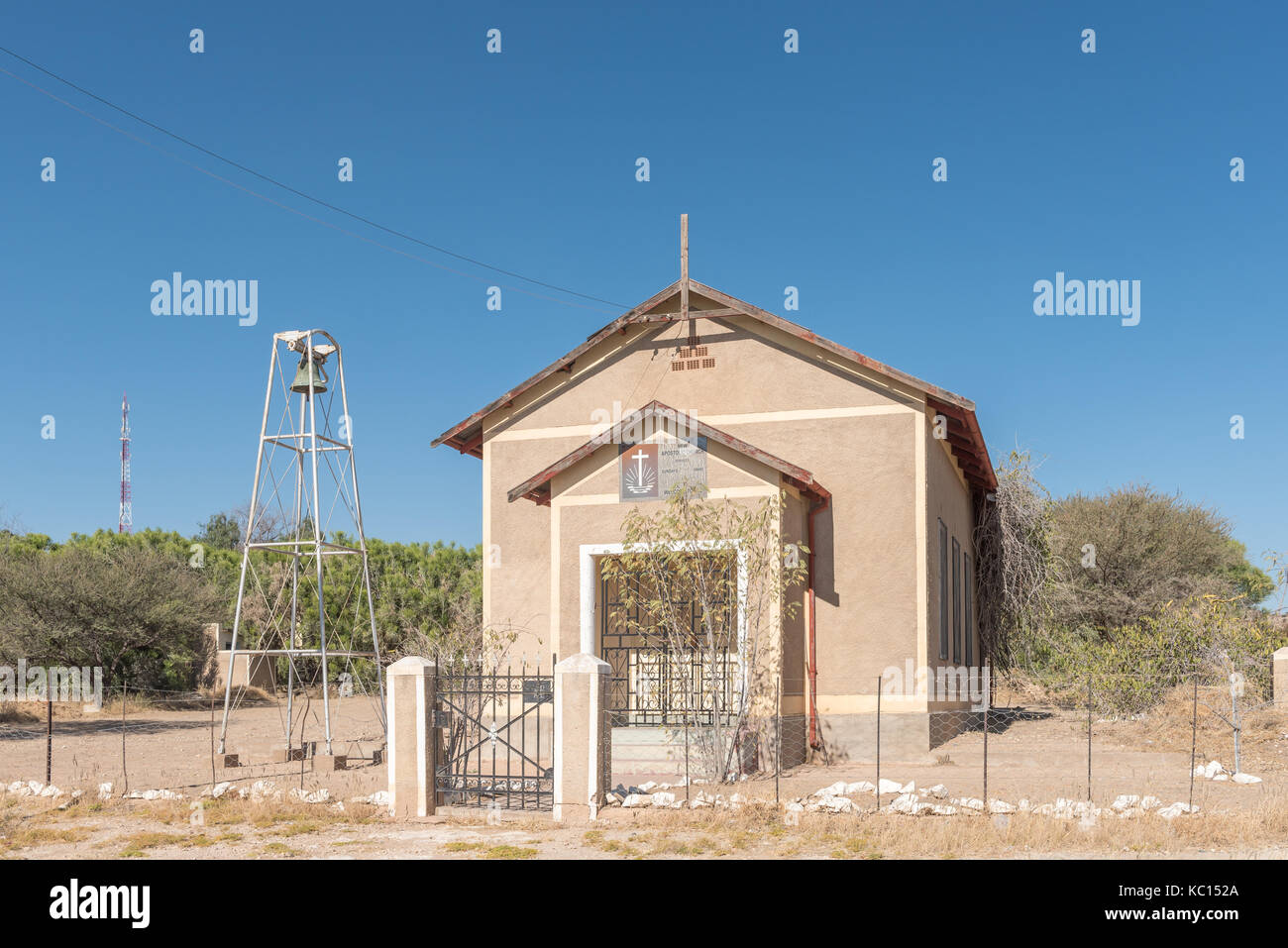 KARIBIB, NAMIBIA - JULY 3, 2017: The New Apostolic Church in Karibib, a ...