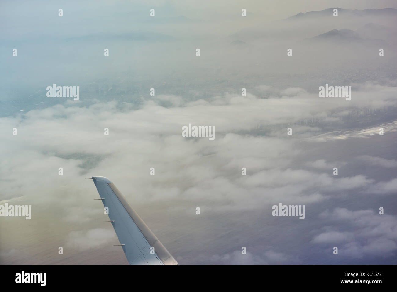 Airplane land to Lima city view from above. Lima city from plane view ...