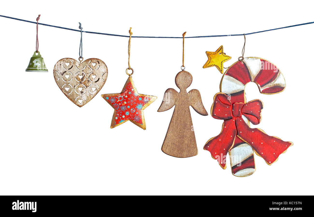 Wooden christmas decorations red Cut Out Stock Images & Pictures - Alamy