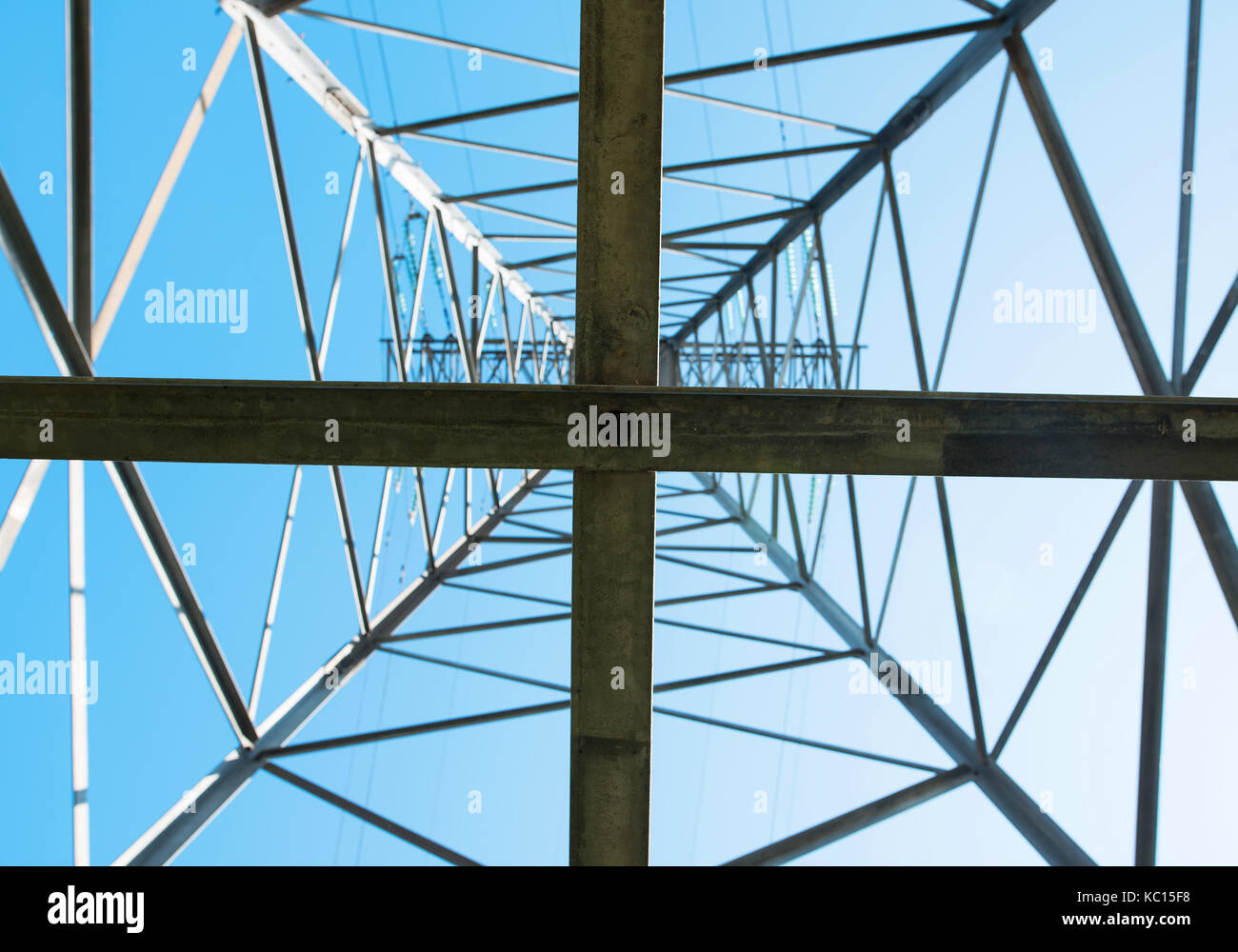 power lines on sky background Stock Photo - Alamy