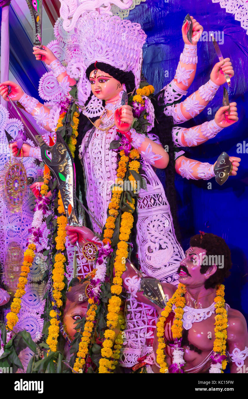 Goddess Durga View In Vertical Frame From Right Hand Side Stock Photo ...