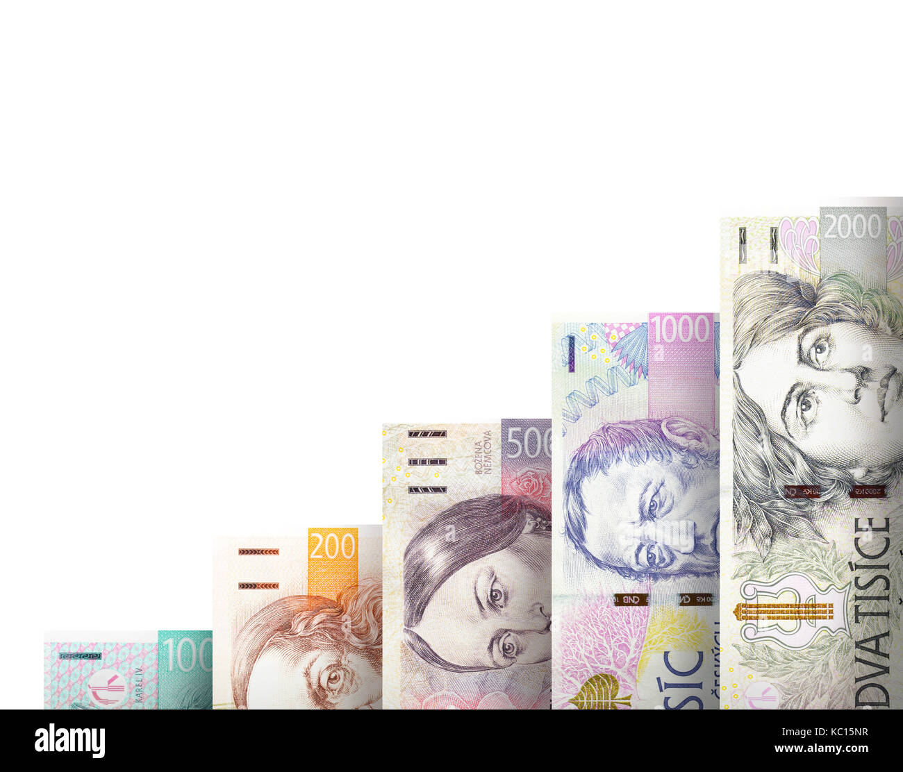 Paper money bills growing in size and value looking like a financial ...