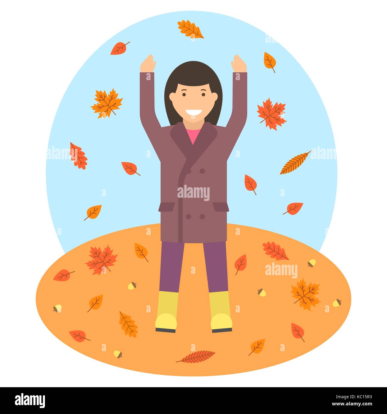 Woman throwing leaves up Stock Vector Images - Alamy