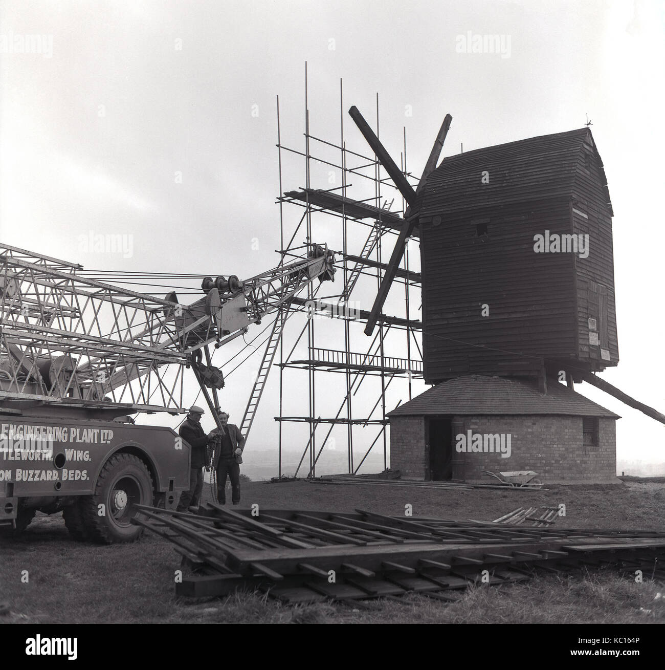 1967, historical picture of the ancient post mill, the Brill Windmill ...