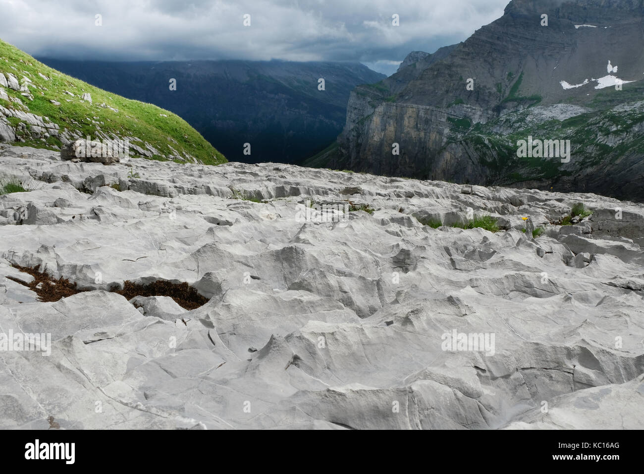 Limestone pavement above the Refuge de la Vogealle, Tour Des Dents ...
