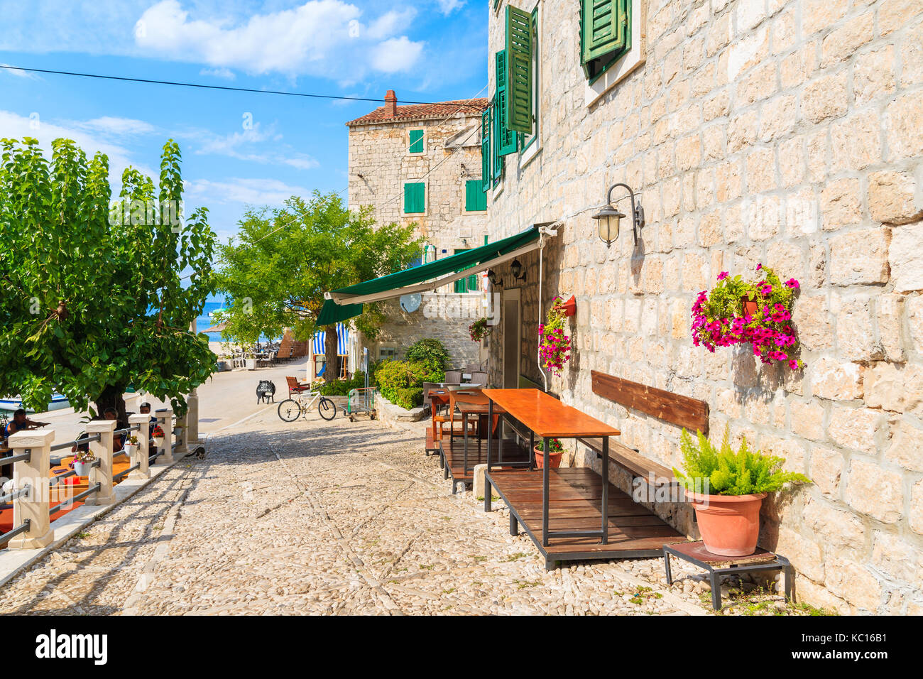 POSTIRA TOWN, CROATIA - SEP 7, 2017: Traditional restaurant decorated ...