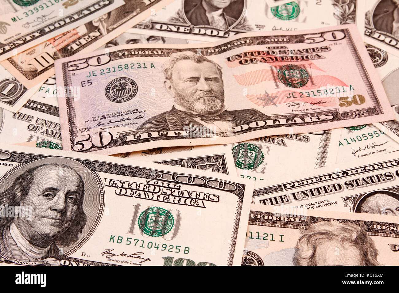 Closeup of assorted American banknotes Stock Photo - Alamy