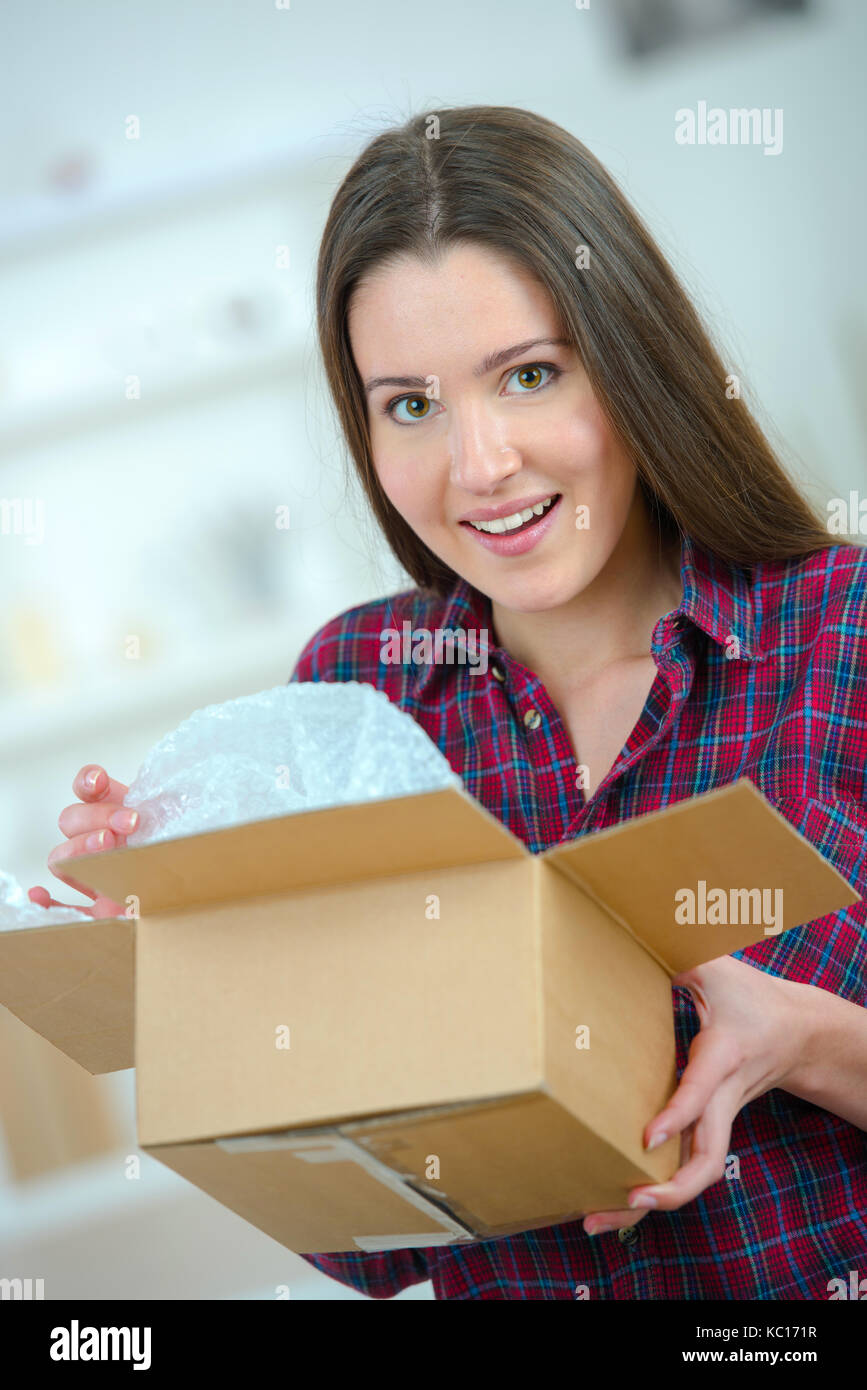 surprised to received a gift Stock Photo - Alamy