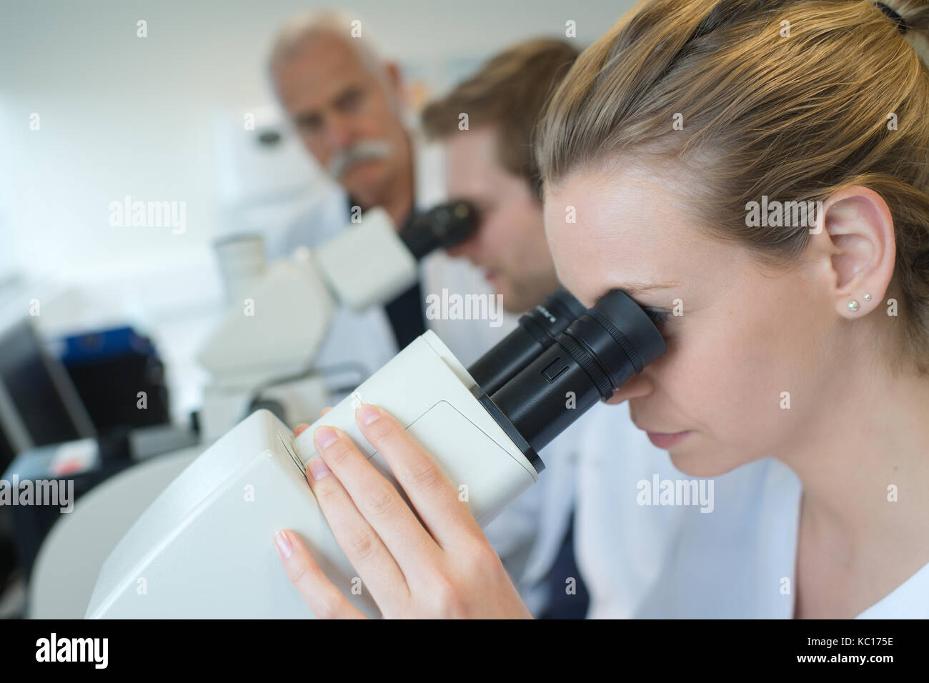 observing under the microscopes Stock Photo - Alamy