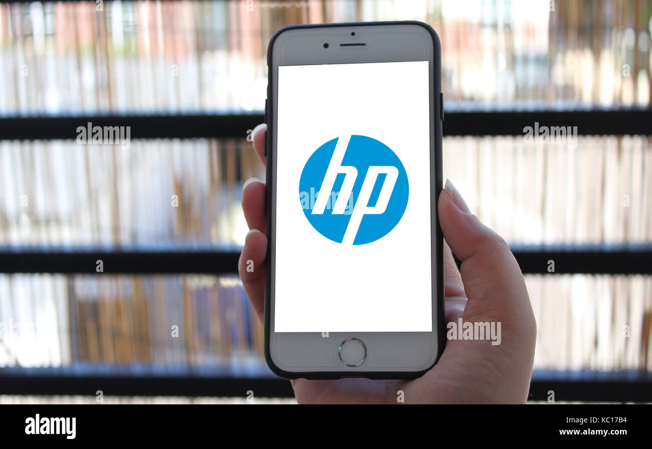 HP Logo on phone Stock Photo - Alamy