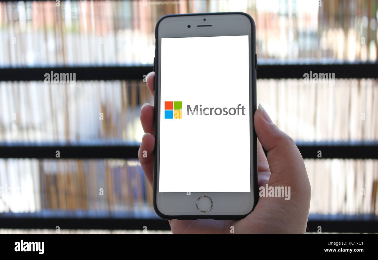 Microsoft logo on phone Stock Photo - Alamy