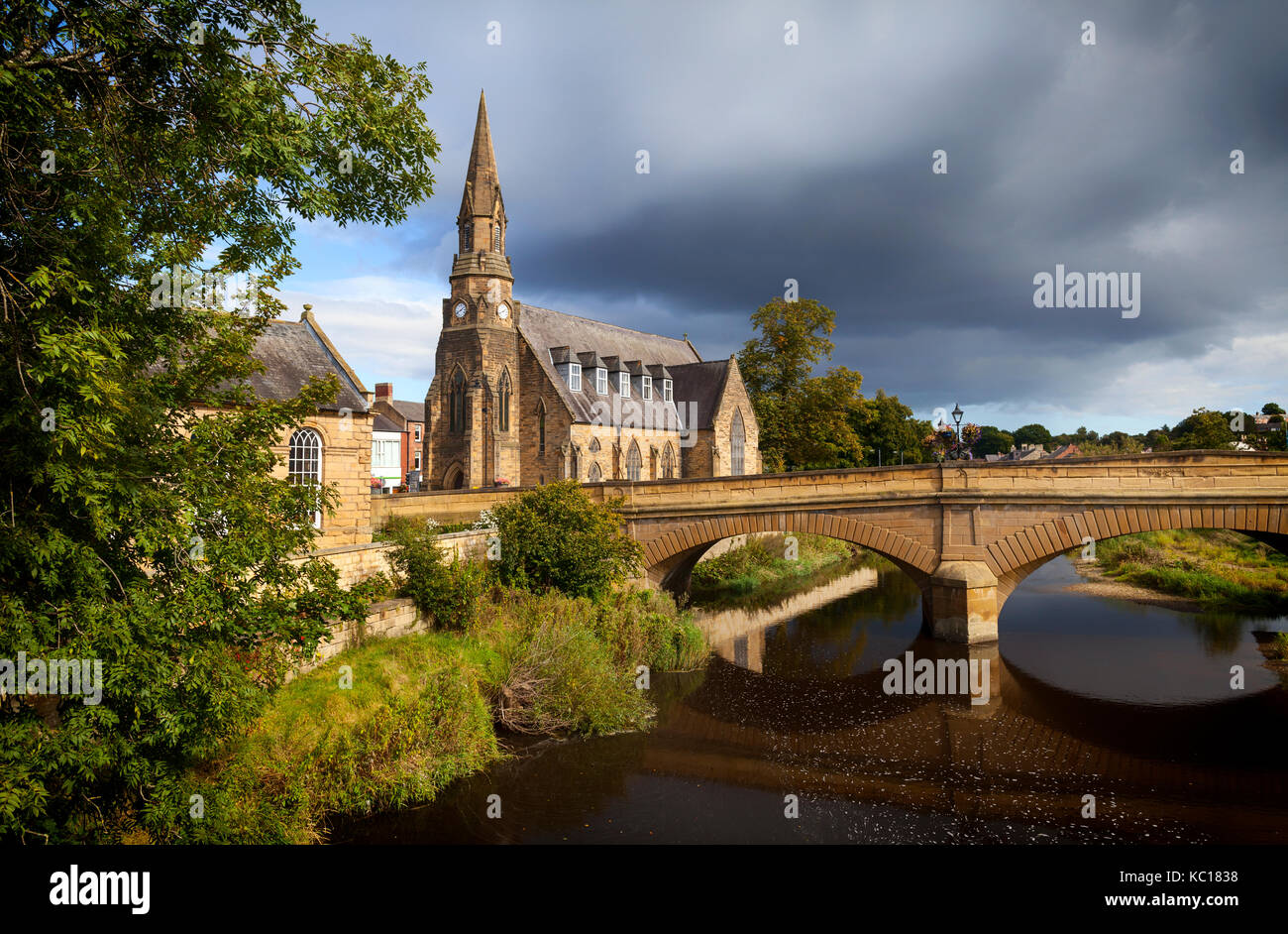 The Telford Bridge over the River Wansbeck, overseen by the late-18th ...