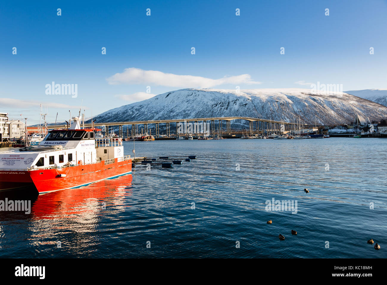 Tromso harbour and bridge in Norway Stock Photo - Alamy