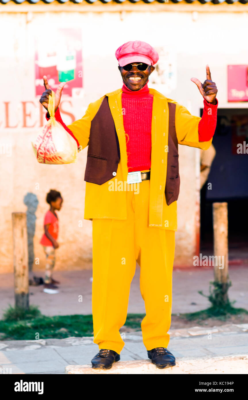 Man in comically colorful clothes, Lusaka Stock Photo - Alamy