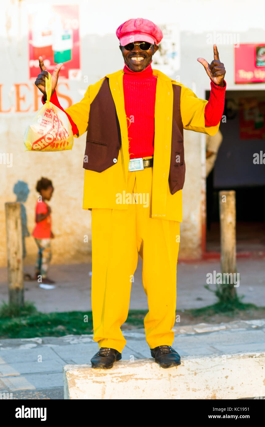 Man in comically colorful clothes, Lusaka Stock Photo - Alamy
