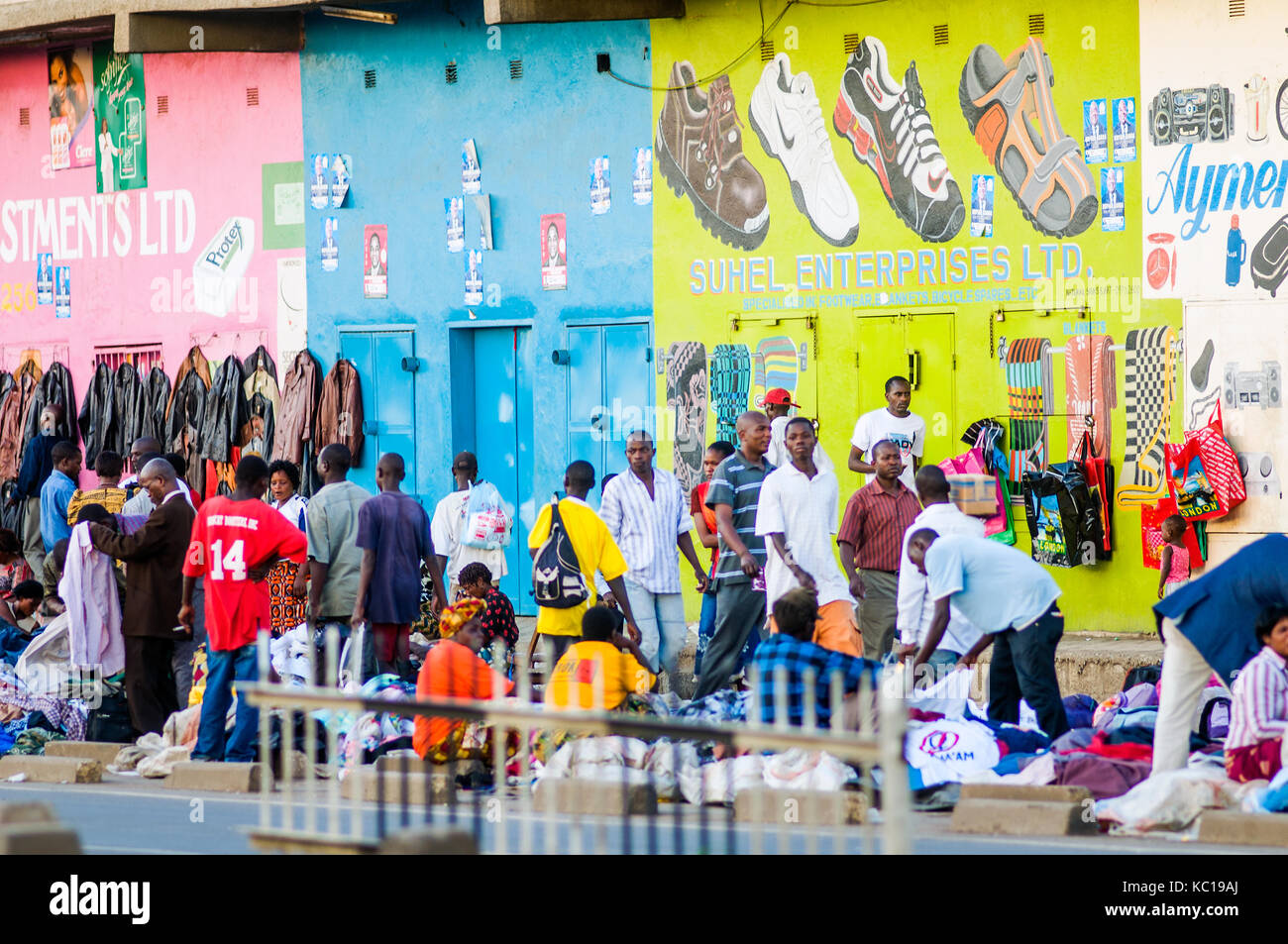 Vendors selling second-hand clothing on street, Lusaka Stock Photo - Alamy