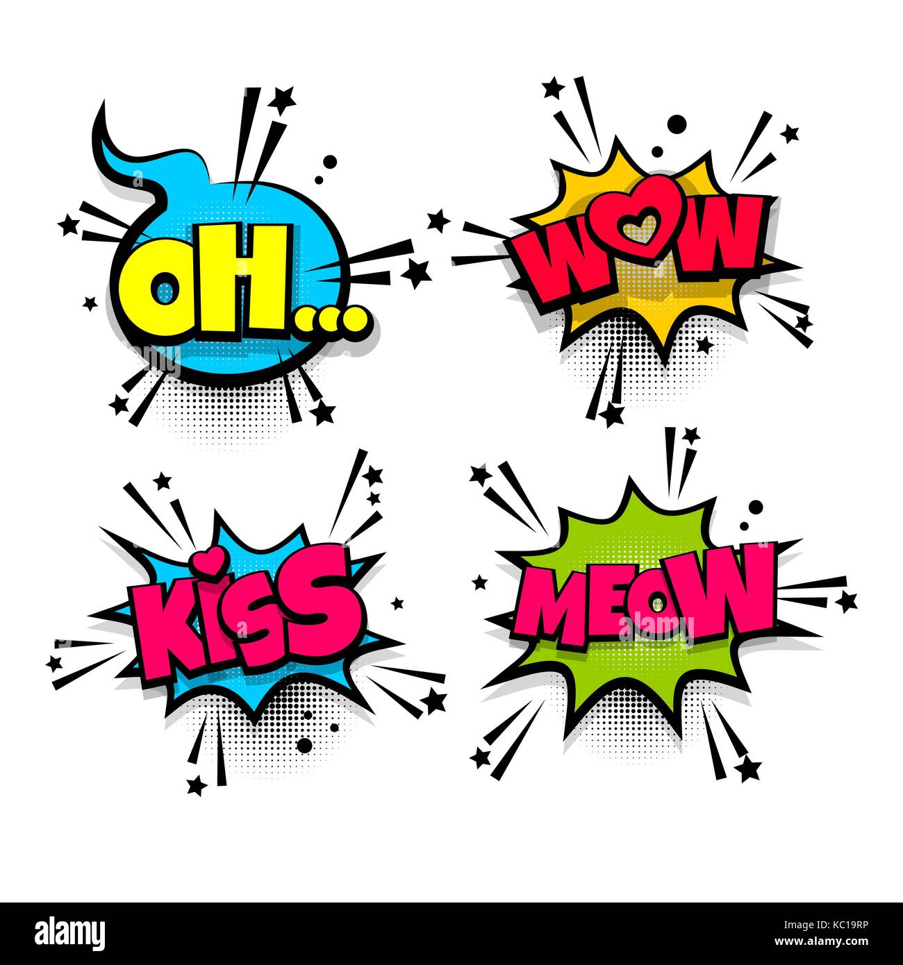 Set cartoon comic text Cut Out Stock Images & Pictures - Alamy