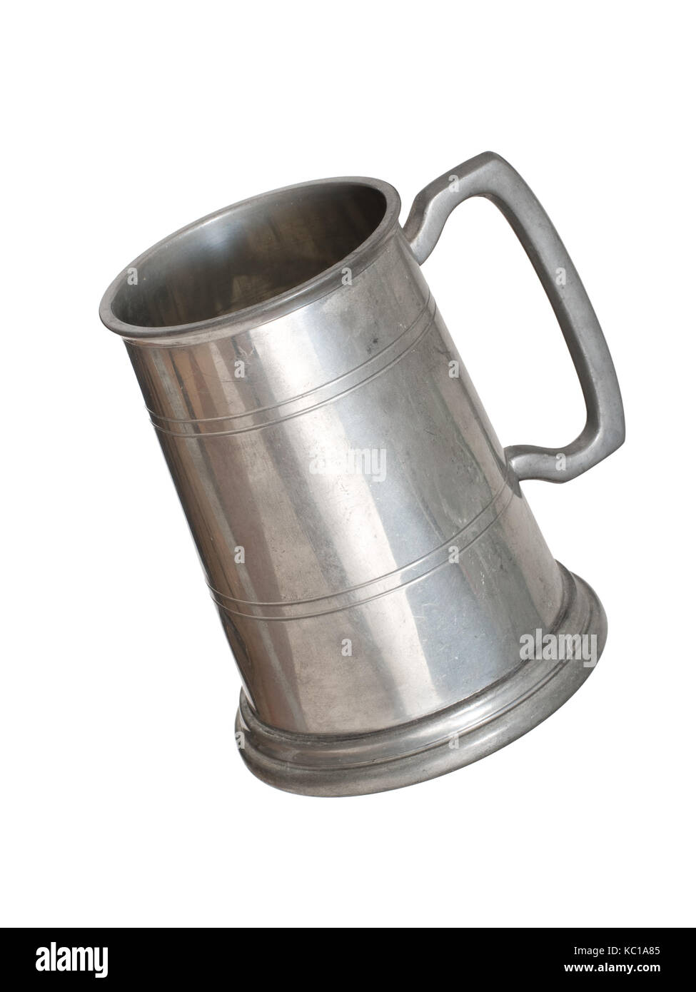 Vintage old pewter tankard isolated on white Stock Photo - Alamy