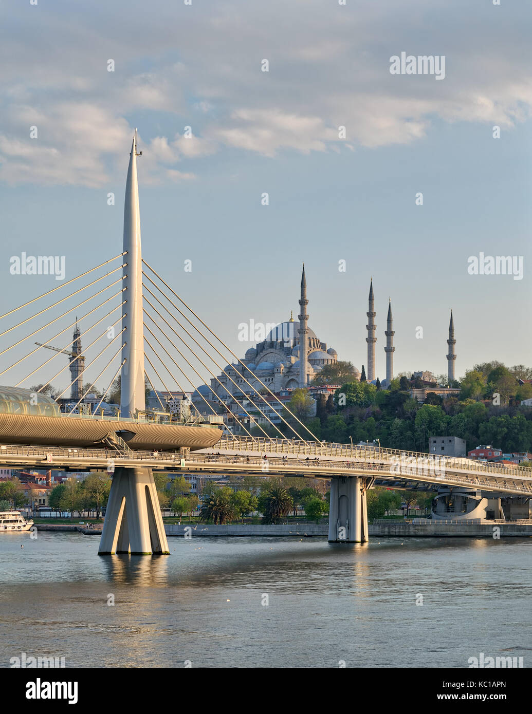 Day shot of Golden Horn Metro Bridge (Halic Bridge) overlapping ...