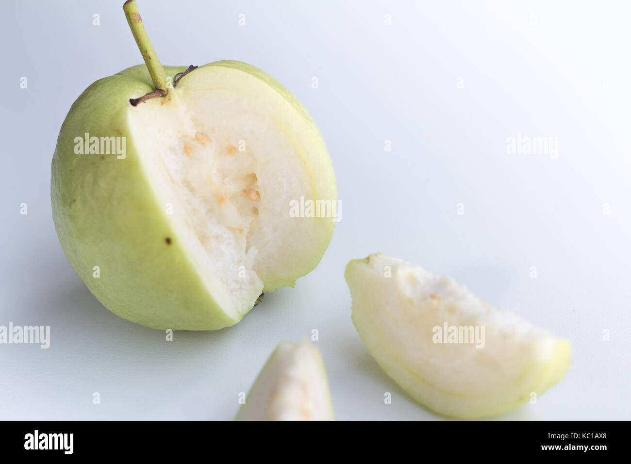 fresh guava with stem on white background(soft focus Stock Photo - Alamy