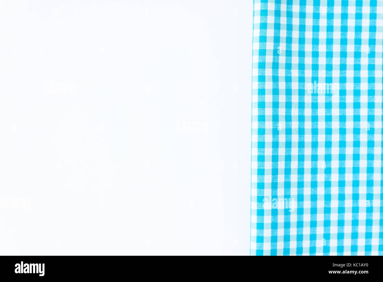 Turquoise, blue cloth, kitchen towel with checkered pattern, isolated ...