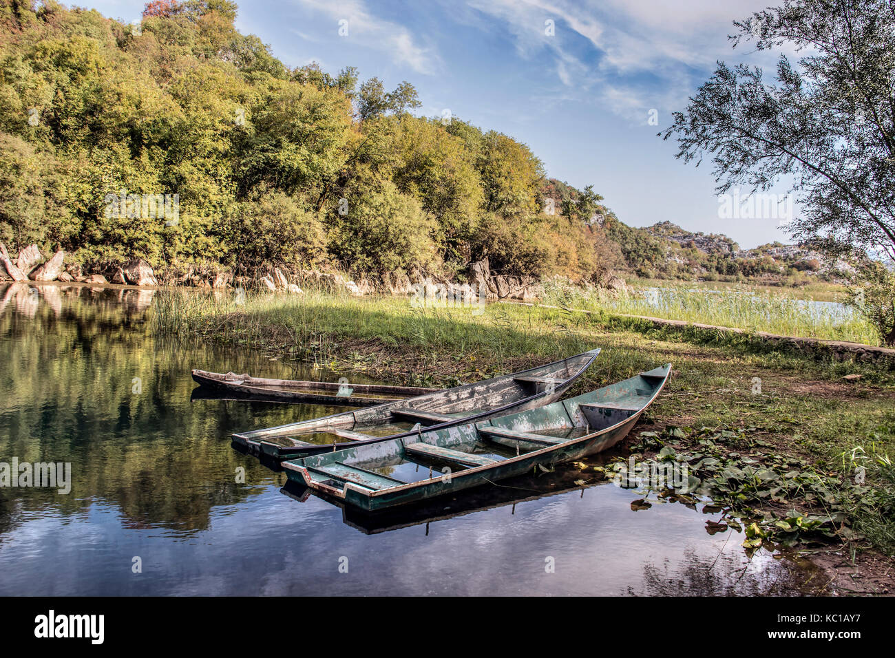 Village Karuc, Montenegro - Dories in one of the coves of Skadar Lake ...