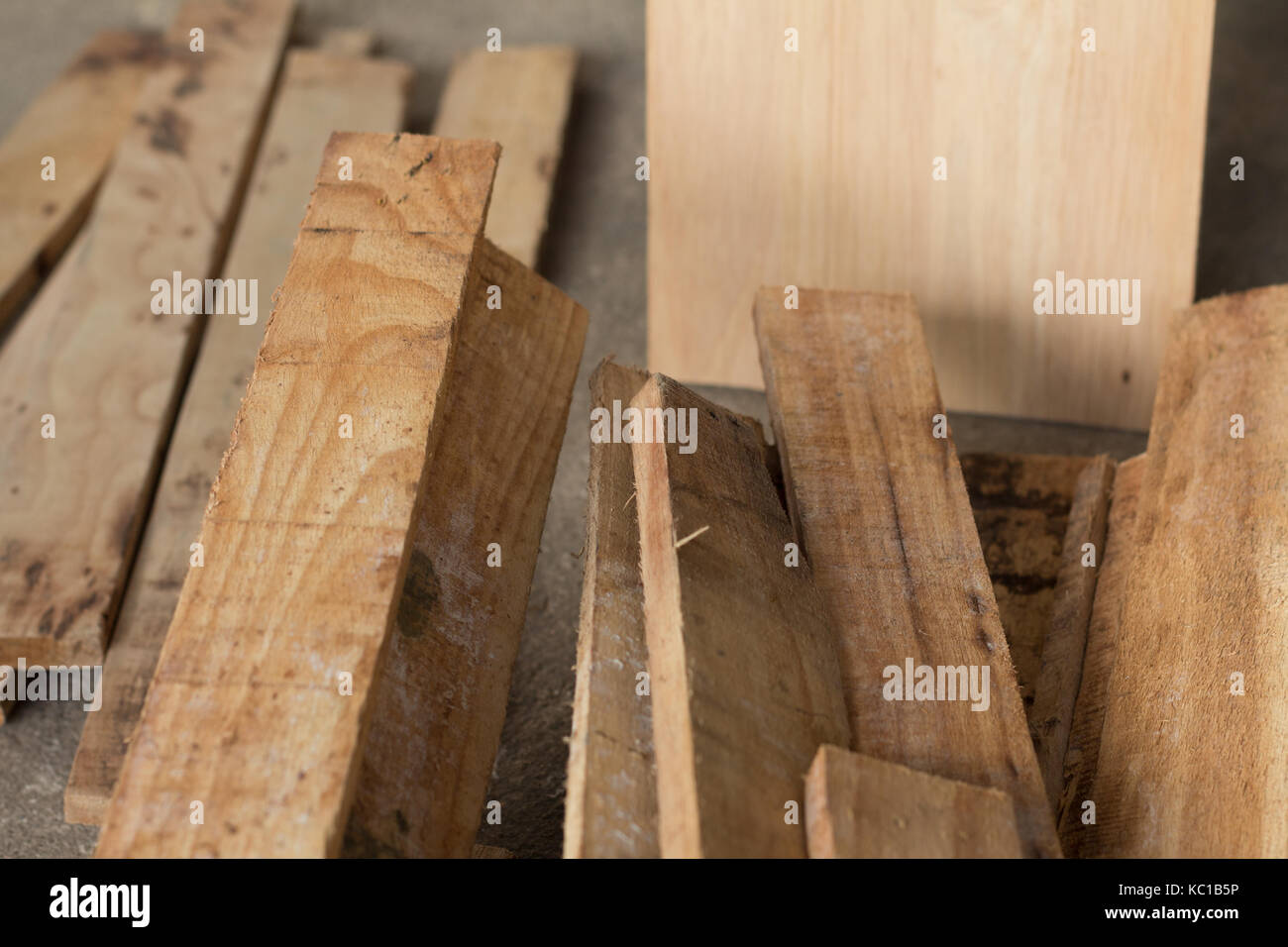 A pile of fresh wood plank that are the raw material for carpenter(soft ...