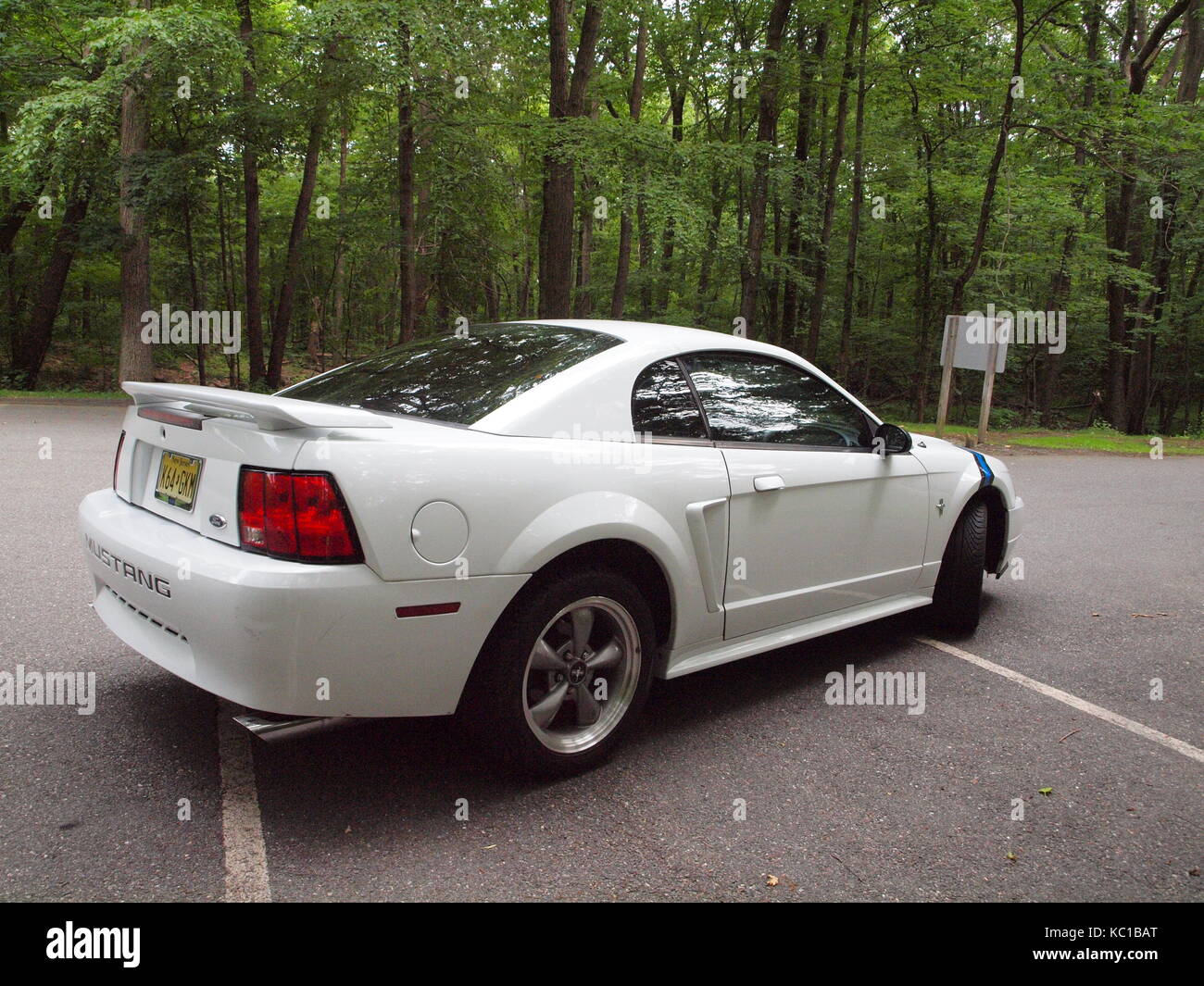 White Mustang at Morris County NJ park showing off wide wheels and ...