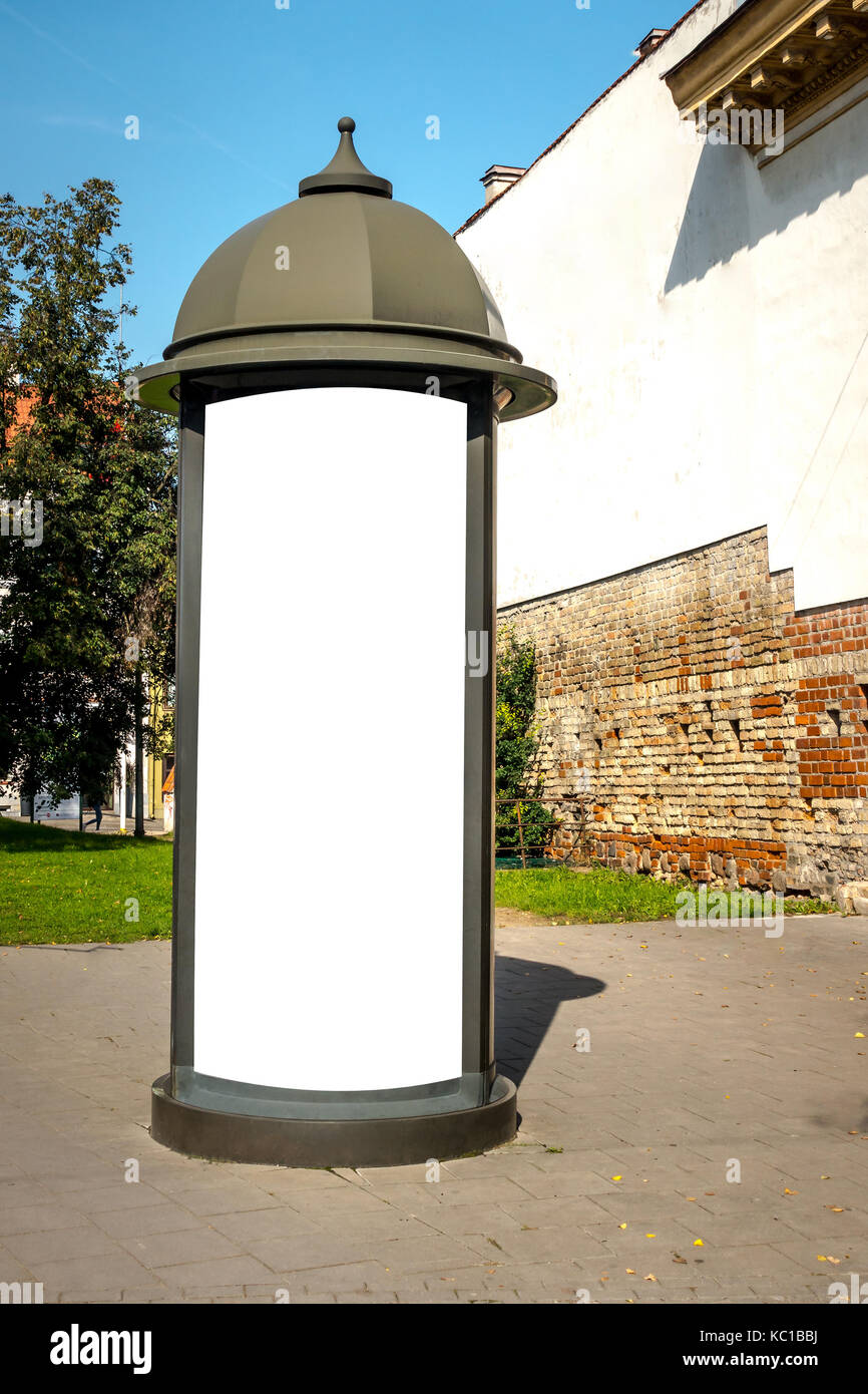 Advertising column mock up. Blank billboard outdoors, outdoor ...