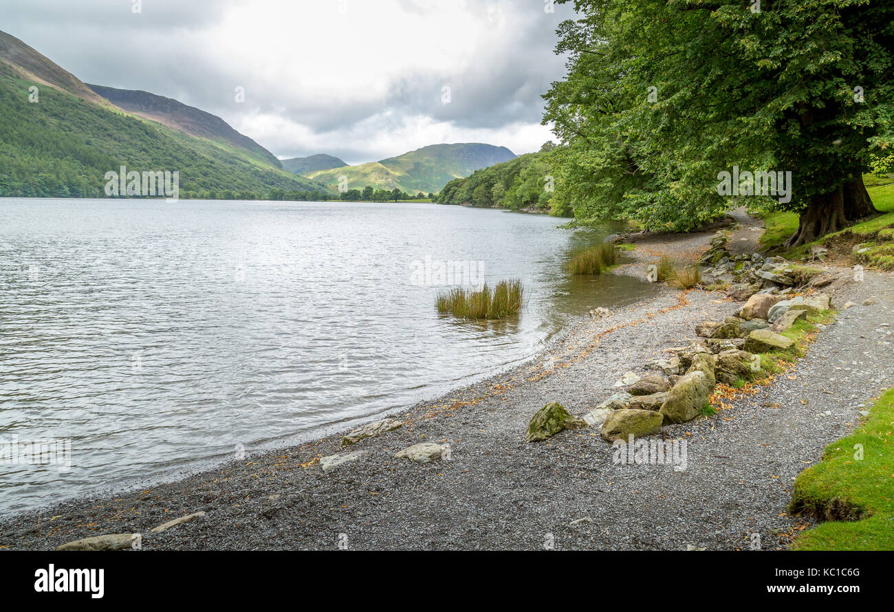 A landscape view of Buttermere, one of the lakes in the Lake District ...