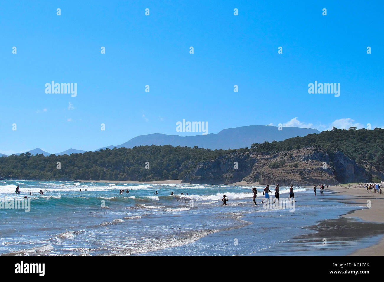 Holidaymakers on Iztuzu Beach, (Turtle Beach) Dalyan, Turkey Stock ...