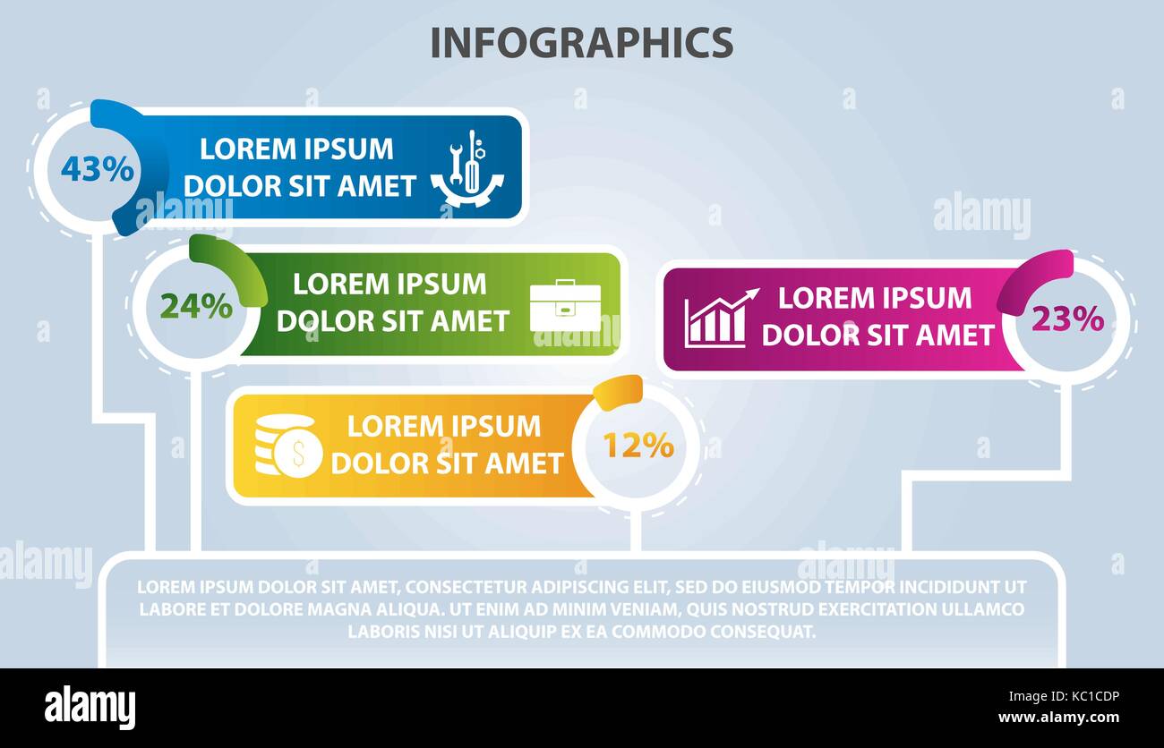 Vector illustration. Infographic template with 4 elements, circles and ...