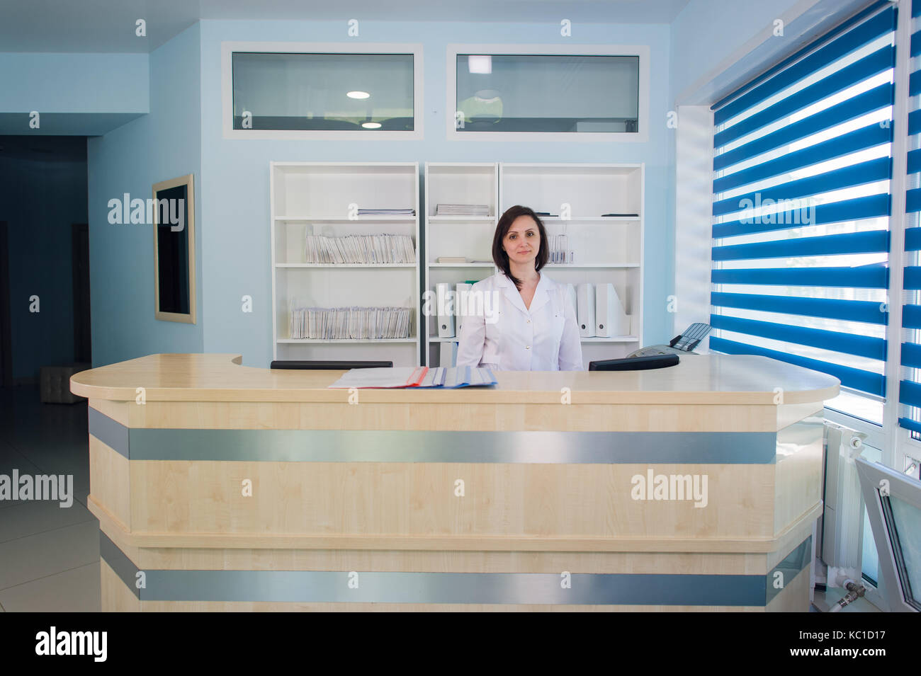 Hallway the emergency room and outpatient hospital and woman ...