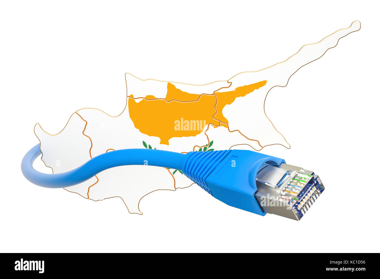 Internet connection in Cyprus concept. 3D rendering isolated on white ...
