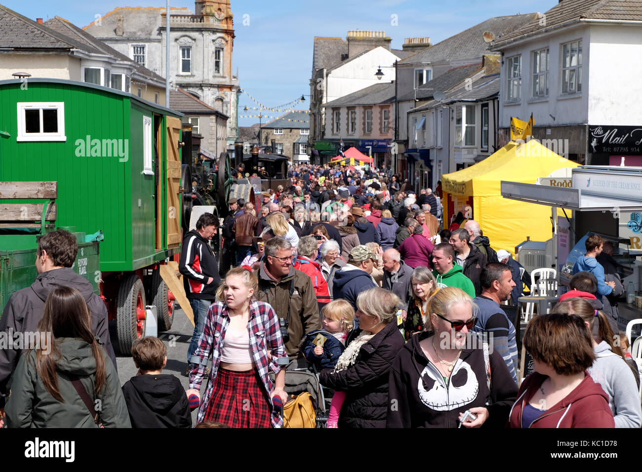 crowds pack the streets of camborne in cornwall, england, uk, for the ...