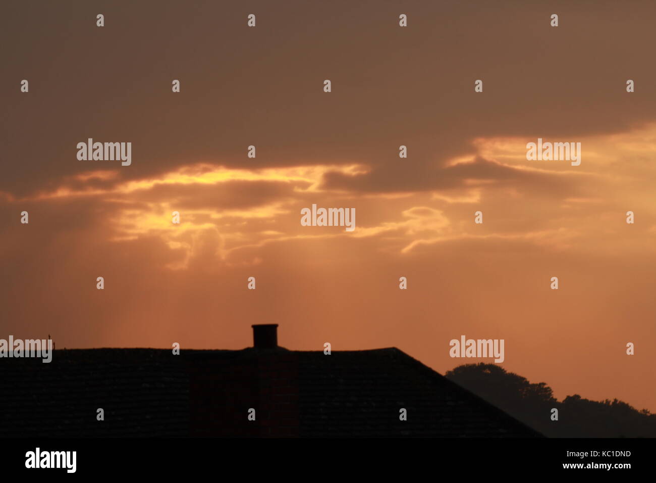 Golden sunset over a rooftop Stock Photo - Alamy