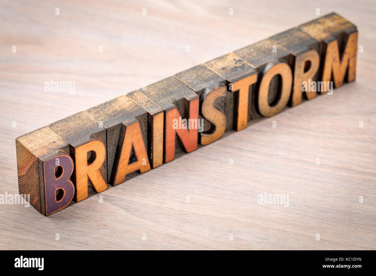 brainstorm word abstract in vintage letterpress wood type blocks ...