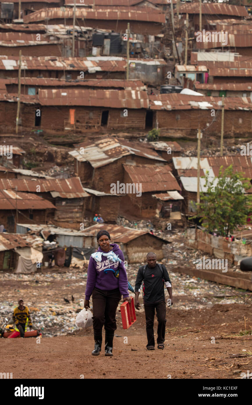 Kibera, one of Africa's largest slums, near Nairobi, Kenya Stock Photo ...