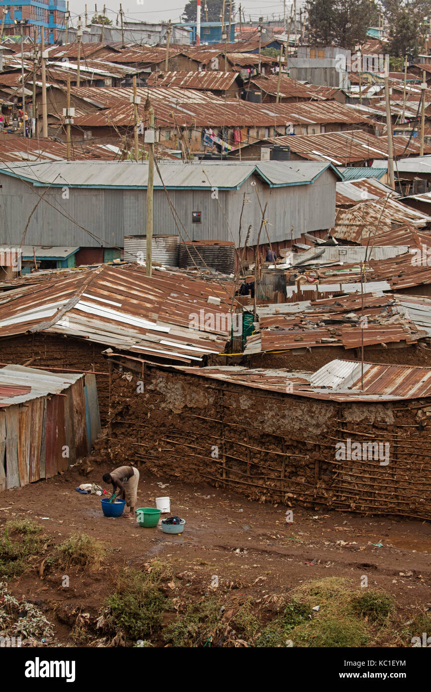 Kibera, one of Africa's largest slums, near Nairobi, Kenya Stock Photo ...