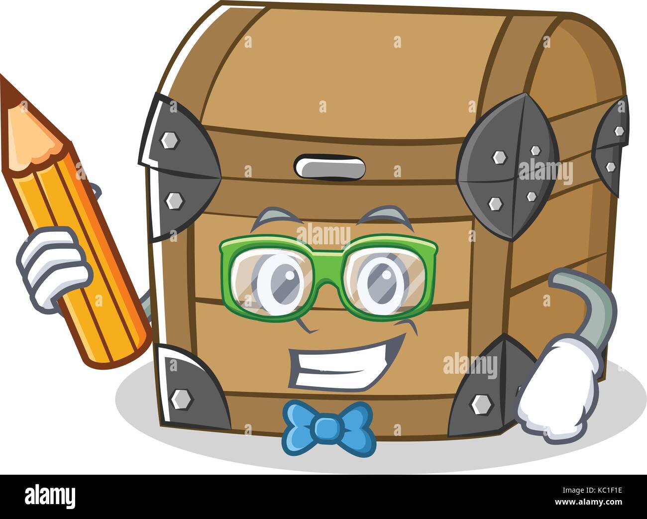 Student with pencil chest character cartoon style Stock Vector Image ...