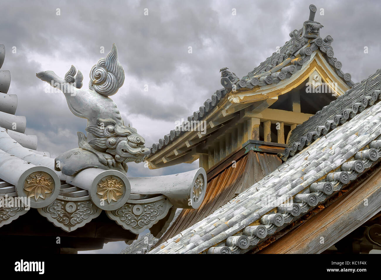 Kyoto, October 23, 2016: Mystical roof guardians commonly used as part ...