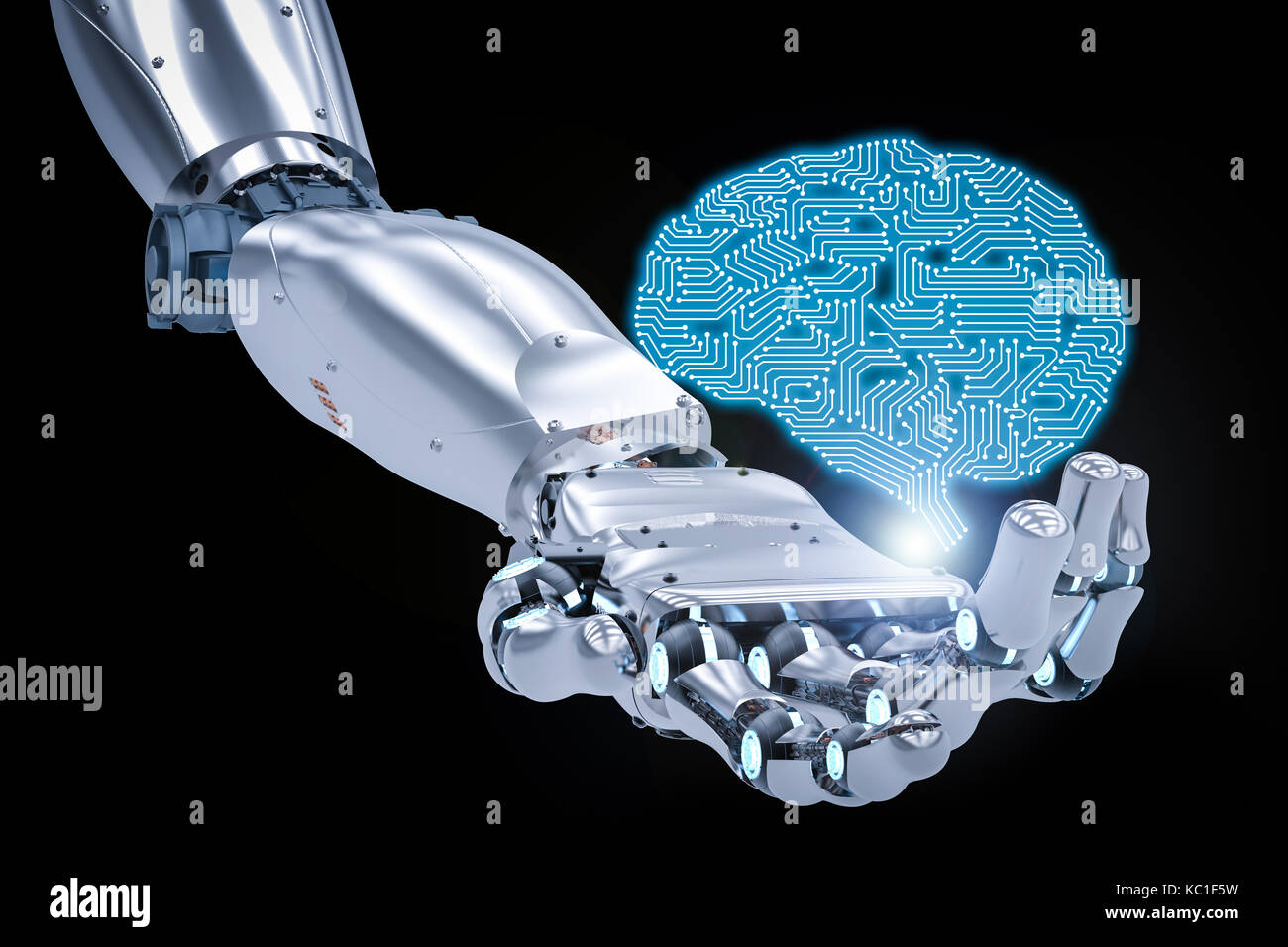3d rendering robotic hand working with ai brain Stock Photo - Alamy