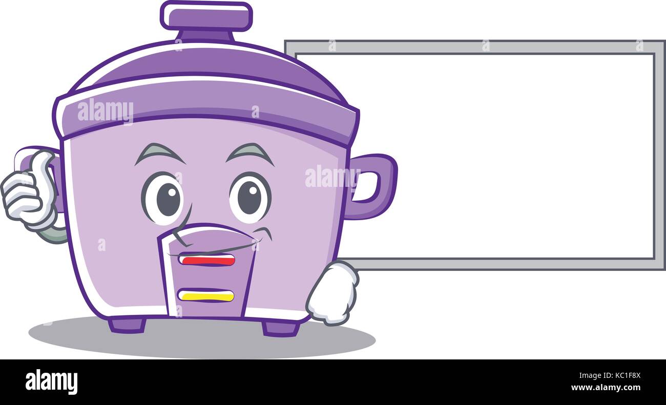 Thumbs up with board rice cooker character cartoon Stock Vector Image ...
